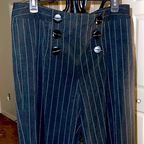 Larry Levine | Pants & Jumpsuits | Sailor Buttoned Wide Leg Slacks ...